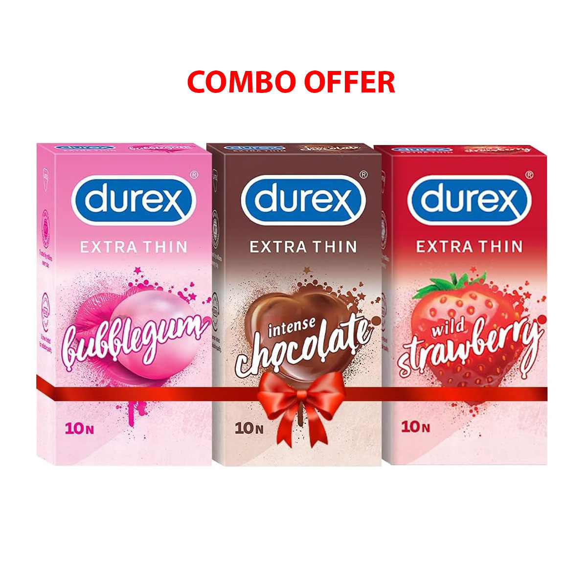 Durex 3 Flavoured Extra Thin Condoms Combo Pack– 30pcs – Makeup Konnna
